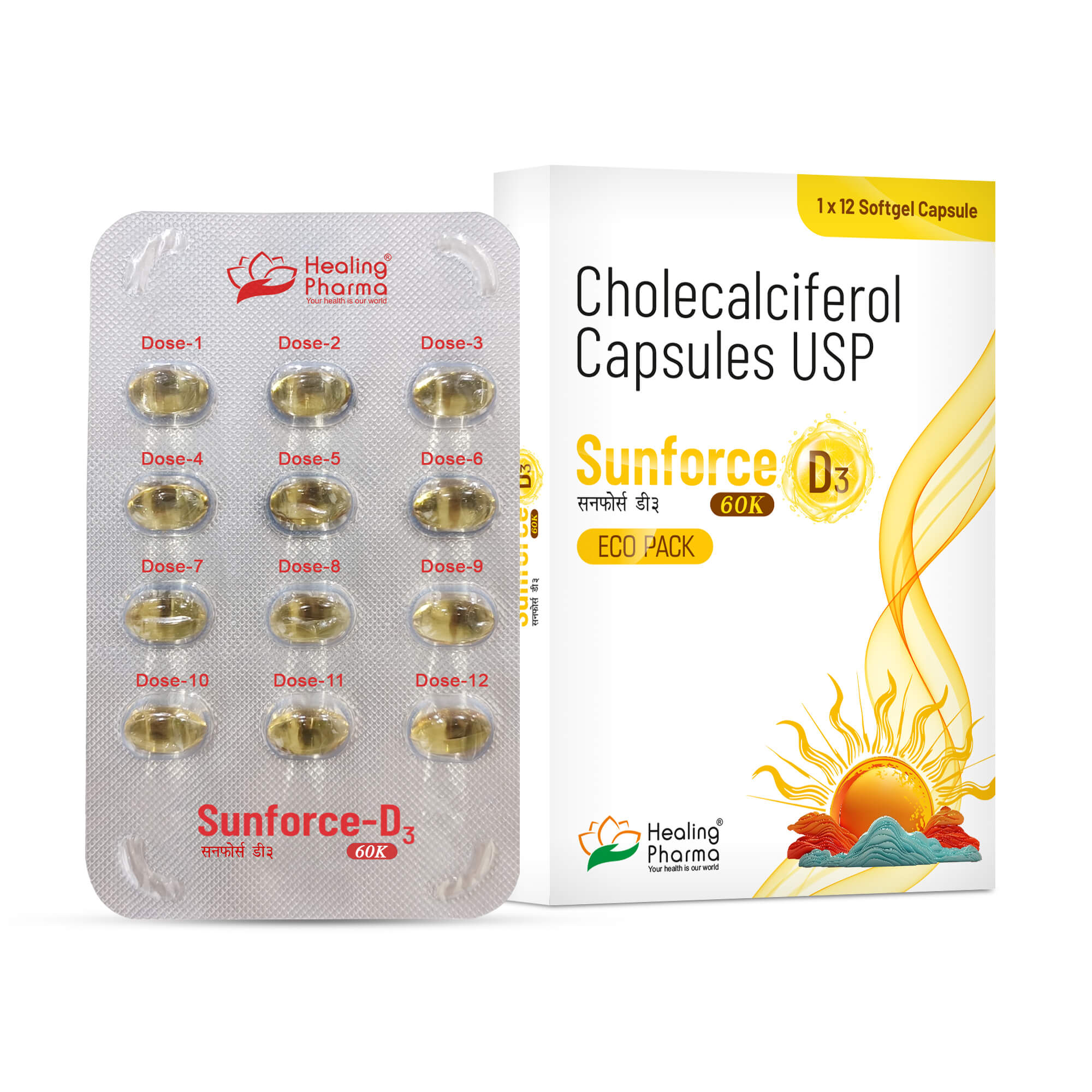 Buy Sunforce D3 60K Eco Pack – Vitamin D3 60,000 IU Capsules